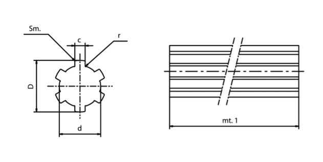 Metric Splined Shaft Steel 32x26x6 | Belting Online