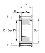 25H300F Taper Bore Pulley To Suit 1615 Bush | Belting Online